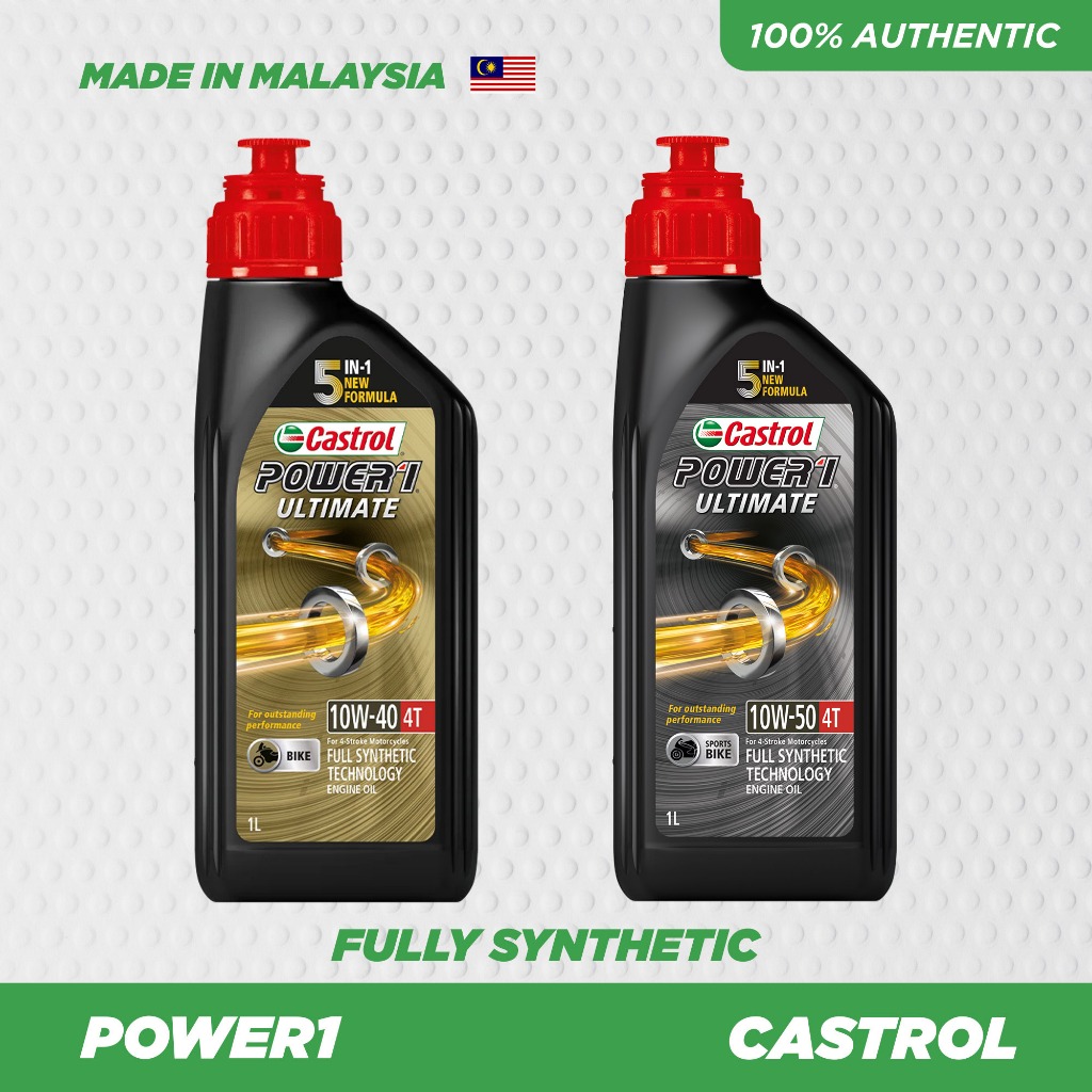 CASTROL POWER1 ULTIMATE 4T 10W40 10W50 Fully Synthetic Engine Oil (1L) Motor Oil | Shopee Malaysia