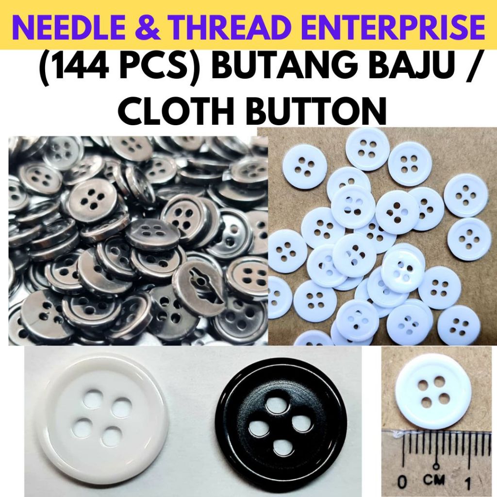 BUTANG BAJU (144 PCS) / CLOTH BUTTON /BUTANG KEMEJA /BUTANG 4 LUBANG /4 ...