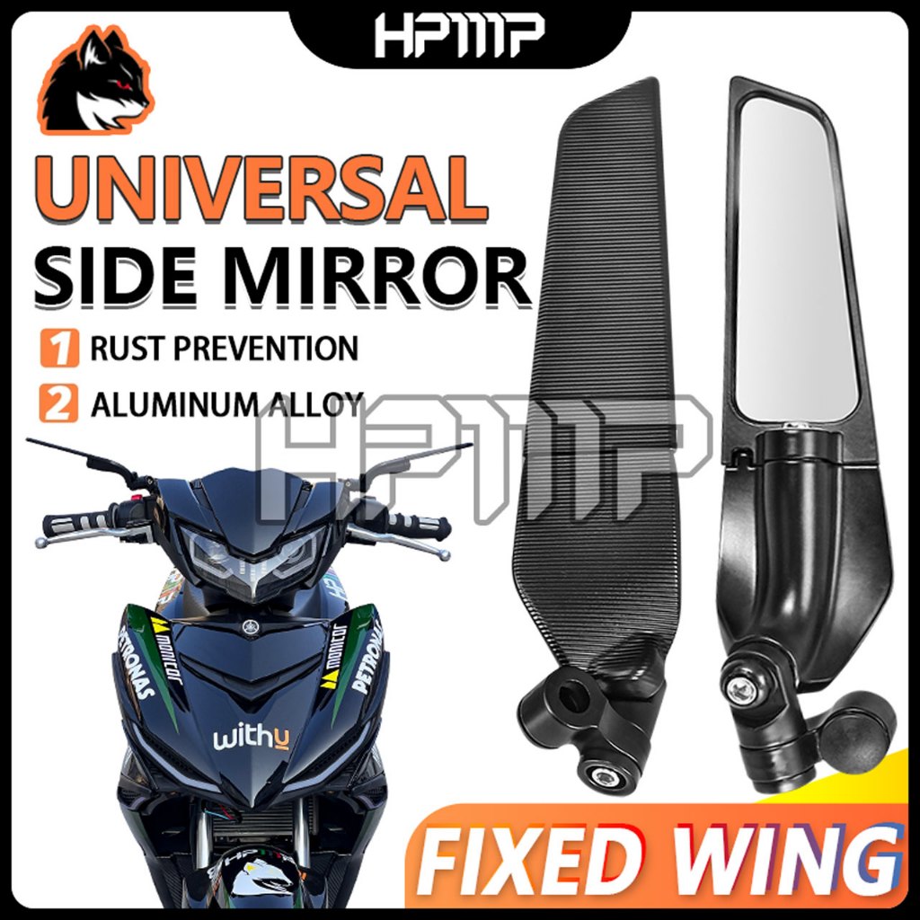 UNIVERSAL Winglet Rear View Mirrors Wind Winglet Adjustable Cermin Side ...