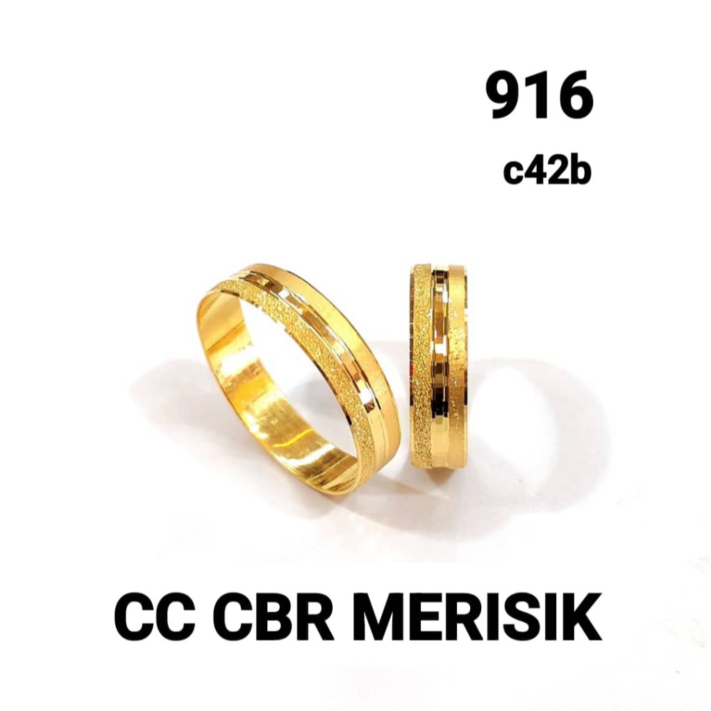 Wing Sing Cincin Merisik Cincin Belah Rotan Pasir Licin Padu Emas 916 ...