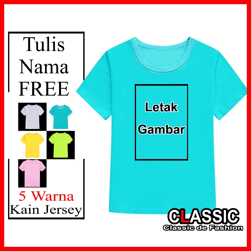 Blue T shirt Kain Jersey Hantar Gambar untuk Cetak Baju Budak / Siap ...