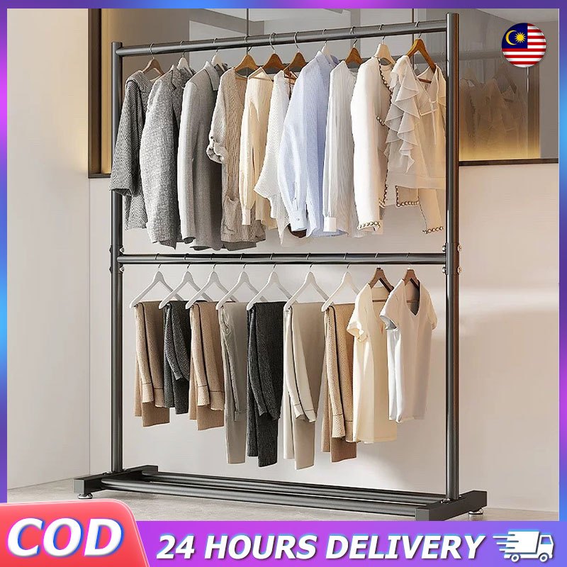 Double Layer Hanging Organizer Rack Cloth Clothes Rack Clothes rail ...
