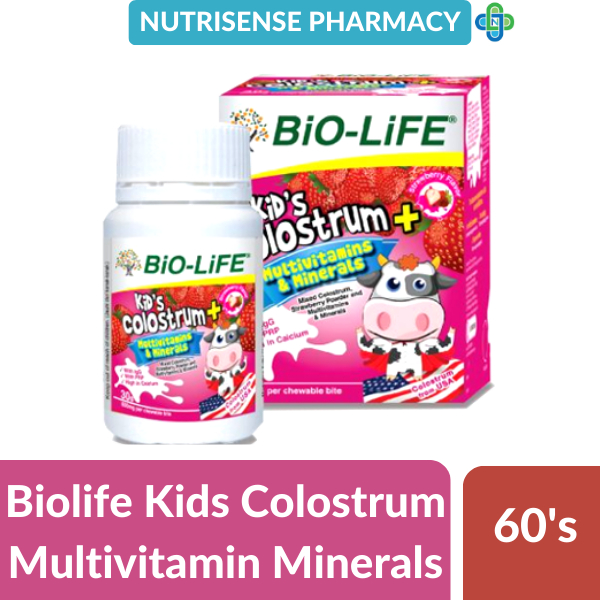 BIOLIFE KID'S COLOSTRUM + MULTIVITAMIN & MINERALS STRAWBERRY FLAVOR 60 ...