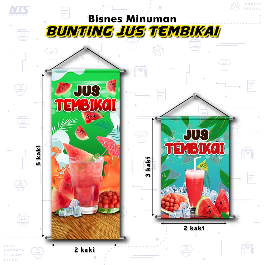 🍉FREE DESIGN🍉 Bunting Air Jus Tembikai - Tahan Lasak / Peniaga Penjual ...