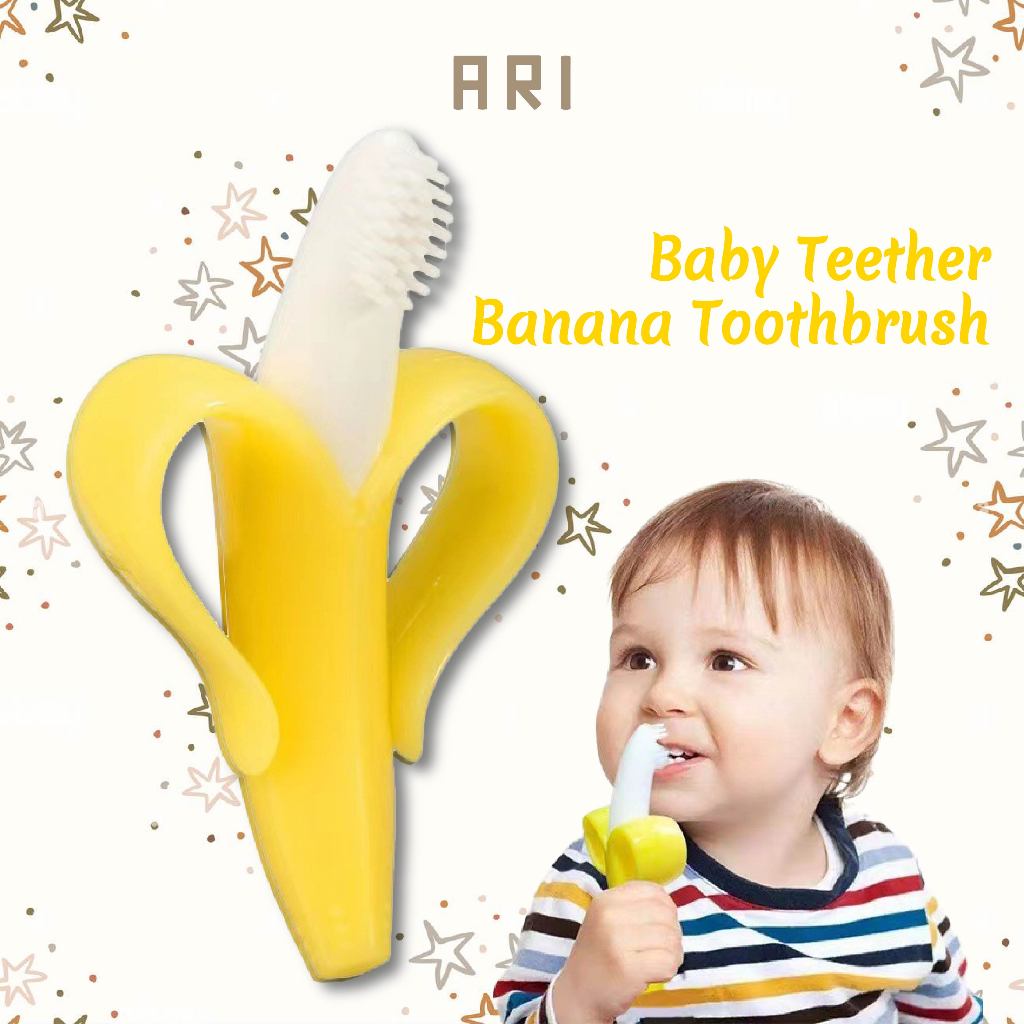 ARI Baby Teether Banana Training Toothbrush Soft Silicon Teether Toys ...