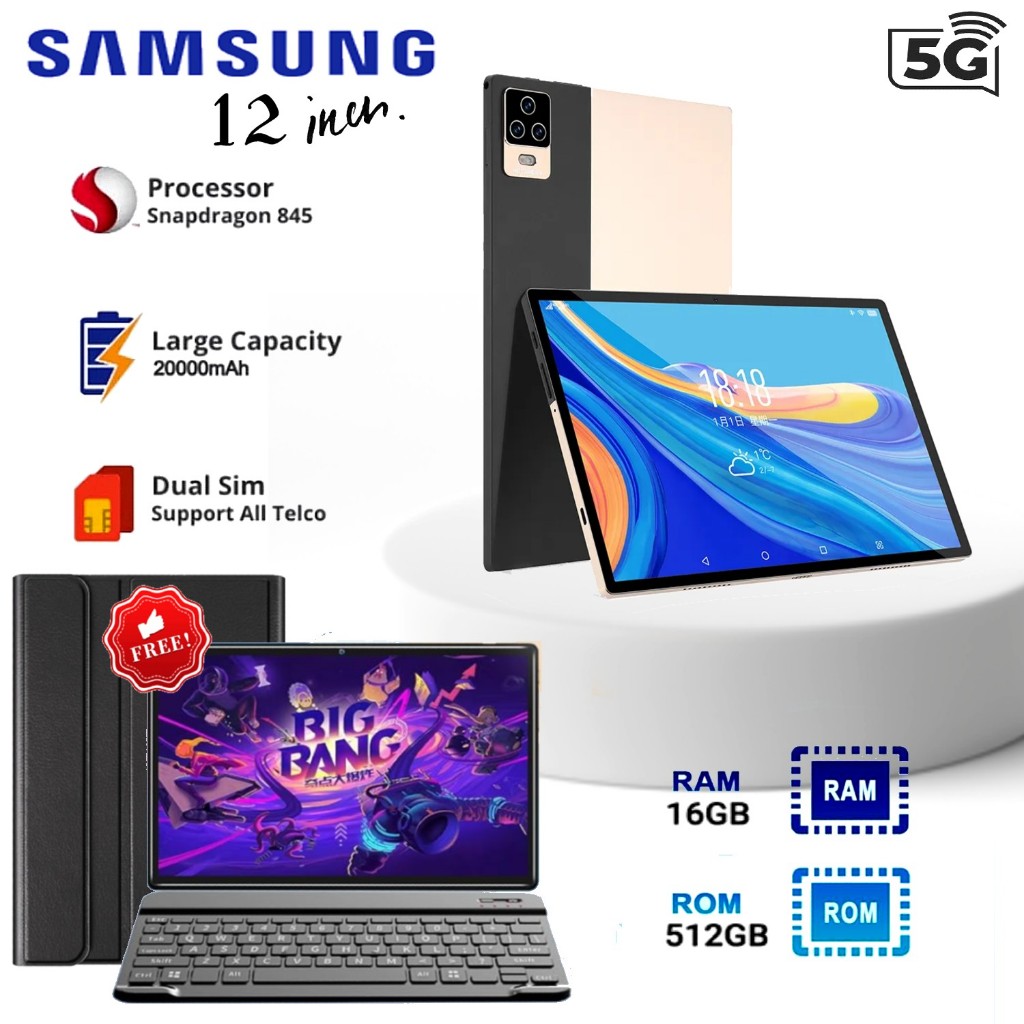 Samsung Tablet Android 12inch |16GB RAM +512GB ROM | 20000mAh | Smart ...