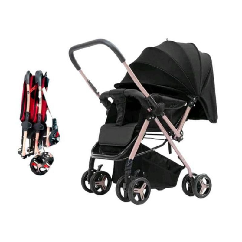 way Reversible Handle Foldable Stroller with Canopy Baby Stroller Buai ...