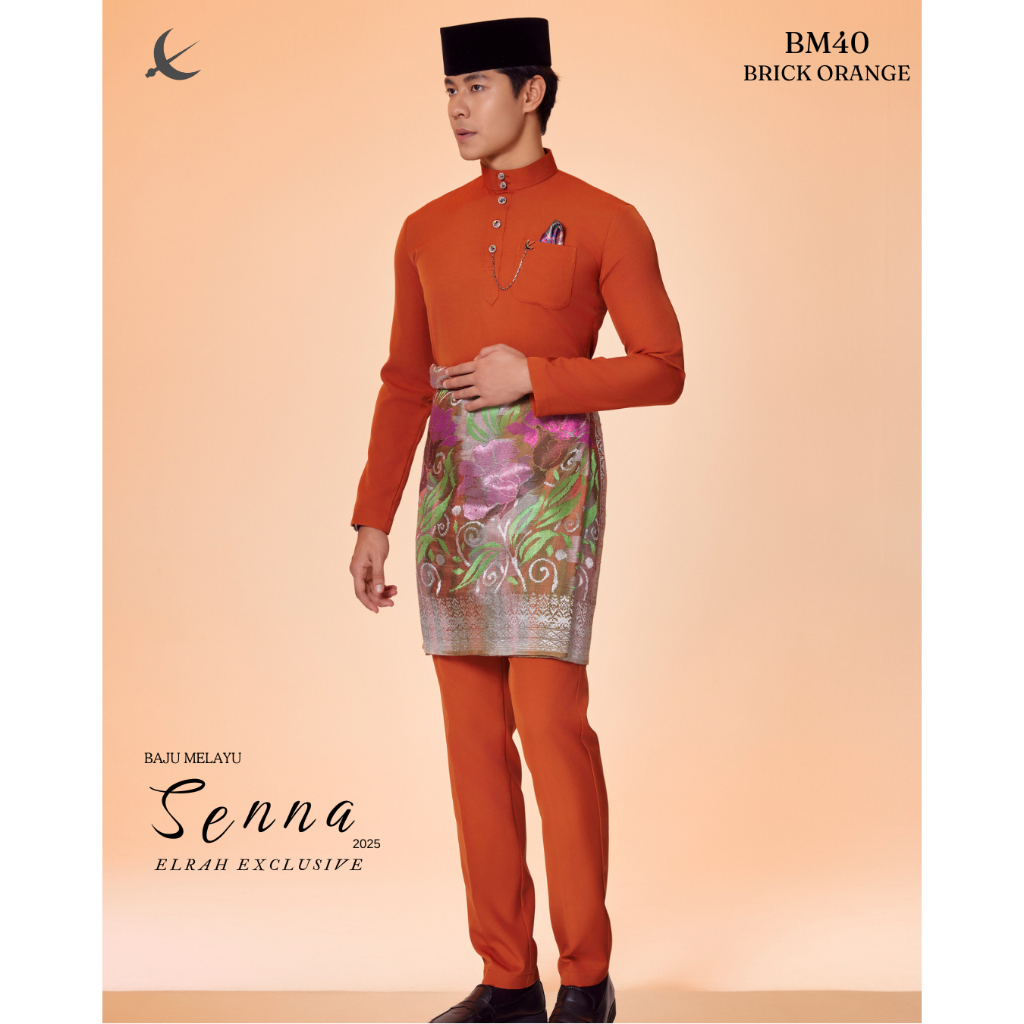ELRAH EXCLUSIVE BAJU MELAYU 2025 SENNA TONA MERAH MAROON ORANGE BRICK ...