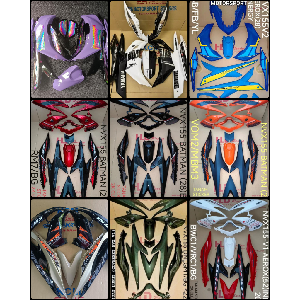 AEROX NVX155 V1/ V2 COVERSET DESIGN BATMAN PURBA / API / BATIK / RC ...