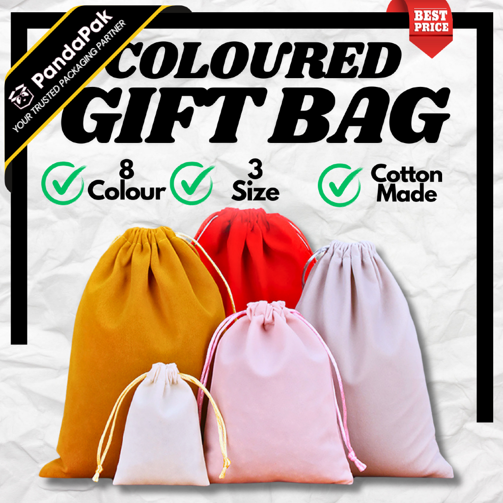 PANDAPAK Drawstring Bag Pouch Bag Beg Doorgift Bag Gift Bag Goodies Bag ...