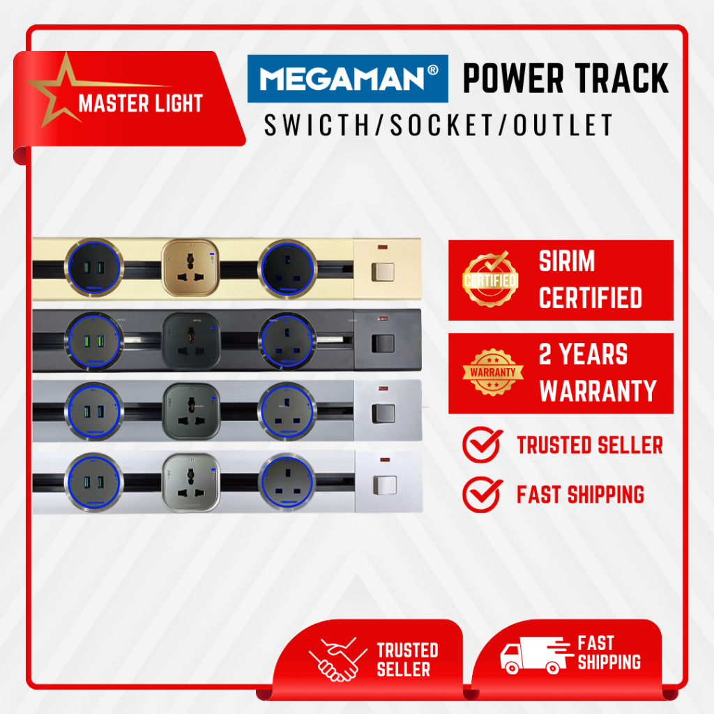 [SIRIM] MEGAMAN Power Track Socket Reccesed/Surface 40CM 60CM 80CM ...