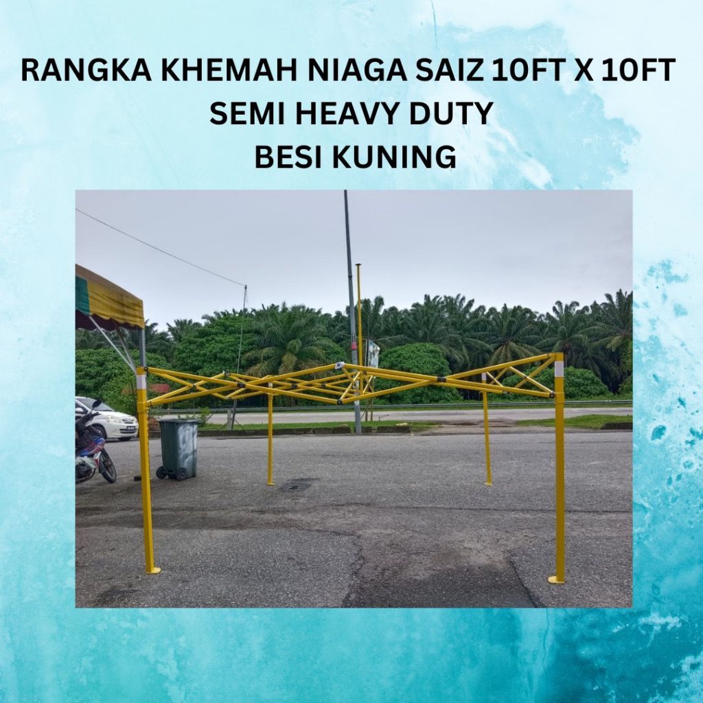 RANGKA KHEMAH 10X10 BESI KUNING SEMI HEAVYDUTY / YELLOW FRAME | Shopee ...