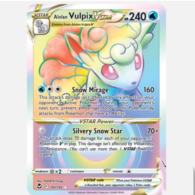 Pokemon TCG Card [ Alolan Vulpix Vstar 197/195 Rianbow ] Original ...
