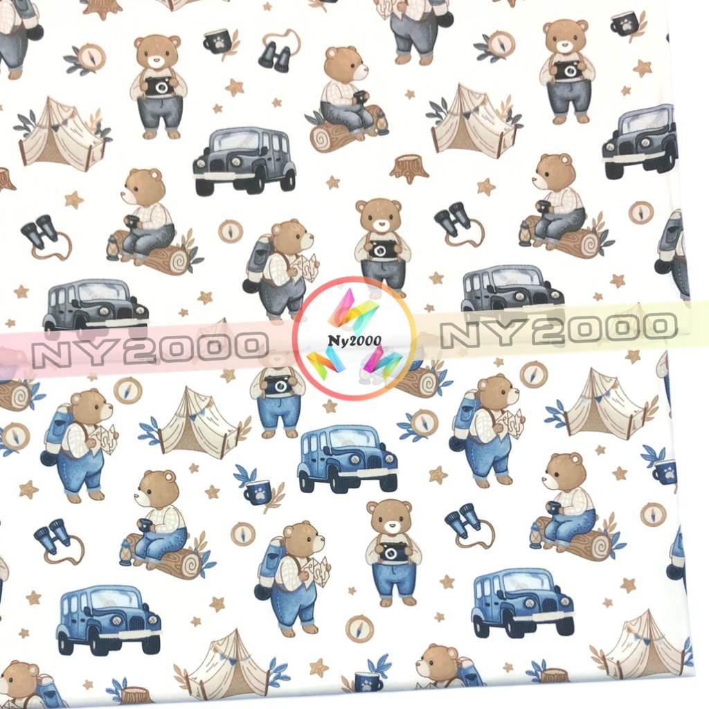 Kain Comb Cotton Corak Teddy Bear Bidang 60" / Teddybear Design Combed ...