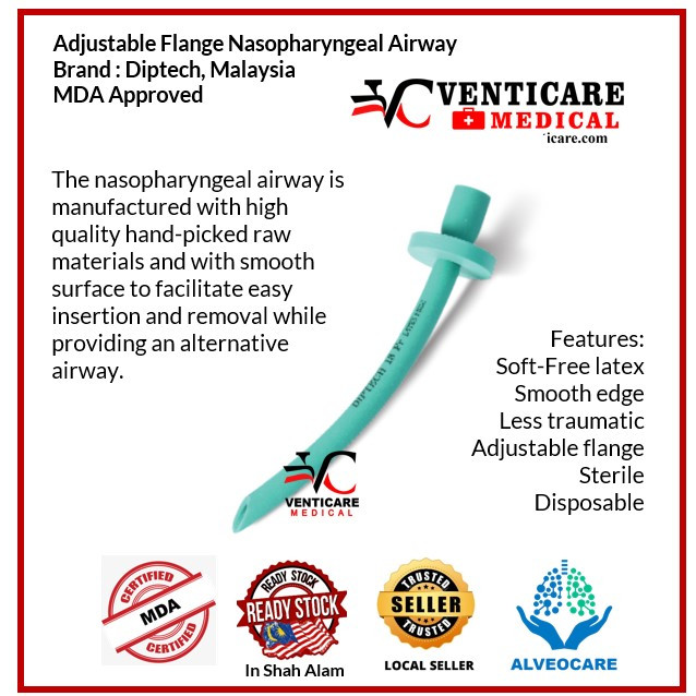 NASOPHARYNGEAL AIRWAY ADJUSTABLE FLANGE DIPTECH (LATEX FREE) SOFT ...