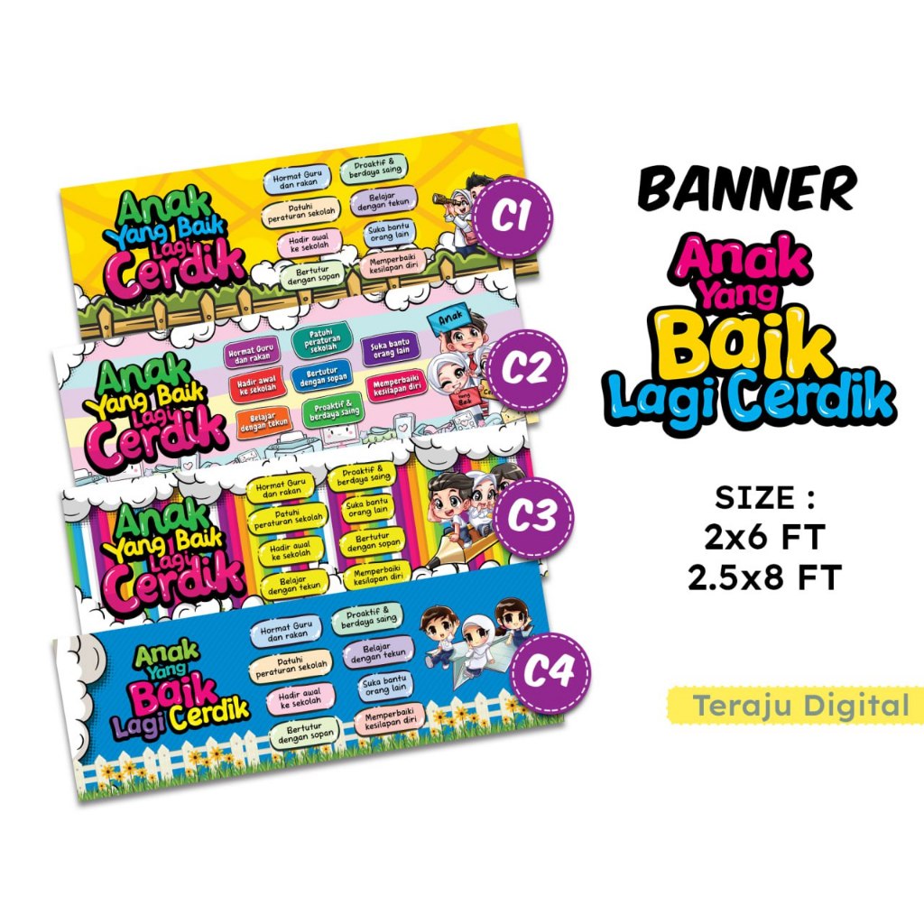 BANNER ANAK YANG BAIK LAGI CERDIK | BANNER KORIDOR SEKOLAH | BANNER ...