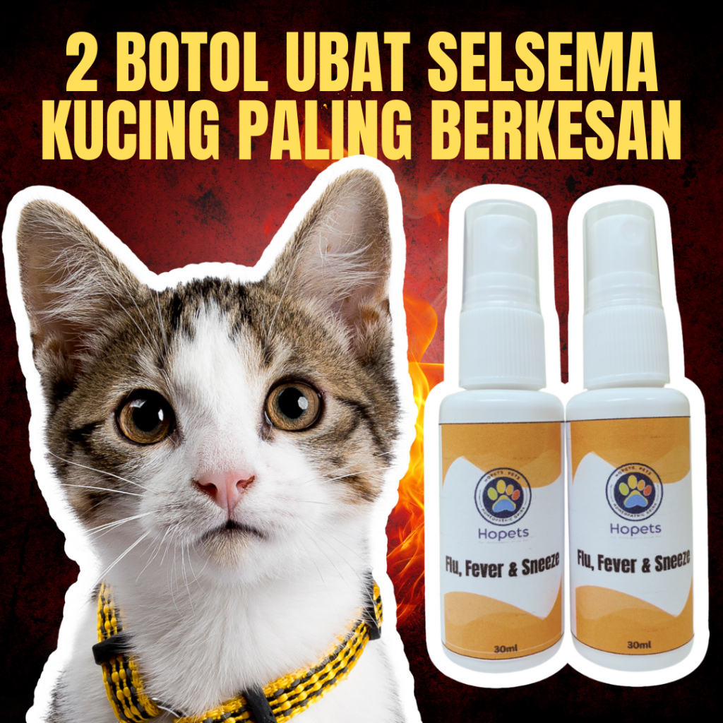 Ubat Selsema Kucing - Ubat Selsema, Demam, Bersin Kucing Spray Hopets Combo Pakej 30ml | Shopee ...