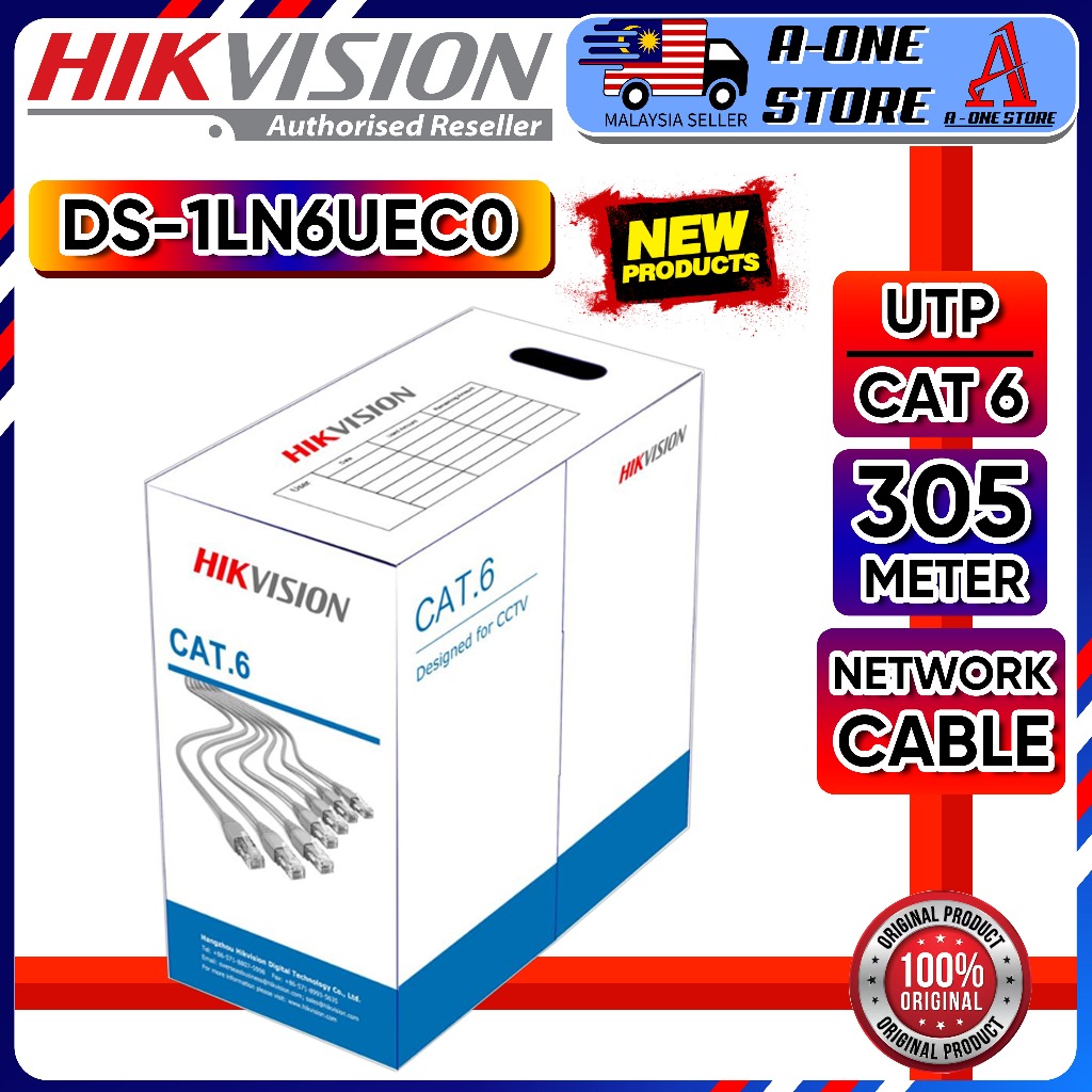 HIKVISION DS-1LN6UEC0 NETWORK CABLE 24AWG CAT6 UTP LAN Ethernet For ...