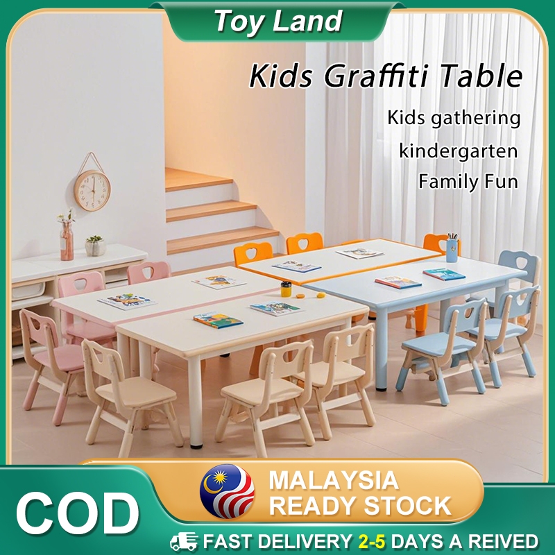 Kindergarten Kids Graffiti Table Drawing Table With Chair Height ...