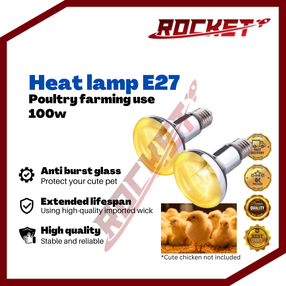 100w Heat Lamp E27 Bulb Lampu Pet Reptile Uva+Uvb Lampu panas KFC lampu ...