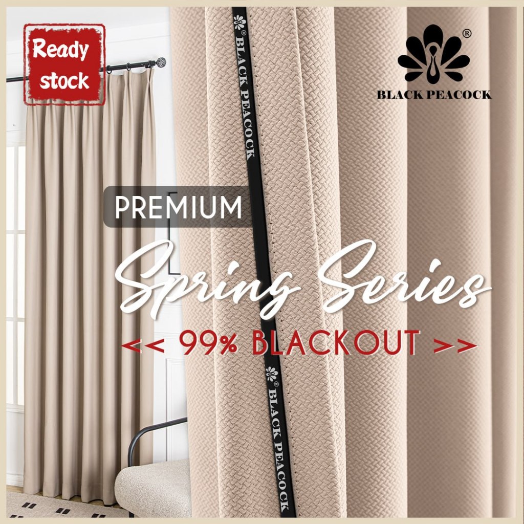 BlackPeacock【Stok Sedia】Langsir Blackout Spring Premium/90%-99% Kalis ...