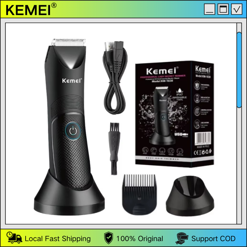 Kemei KM-1838 Groin Area Hair Trimmer Blade Body Trimmer for Men Waterproof Wet Dry Clippers ...