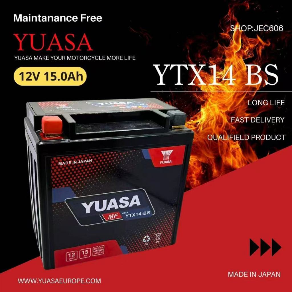 YTX14-BS YTX14 MONFA YUASA BATTERY YAMAHA RS RAPTOR / HONDA TRX300 400 ...