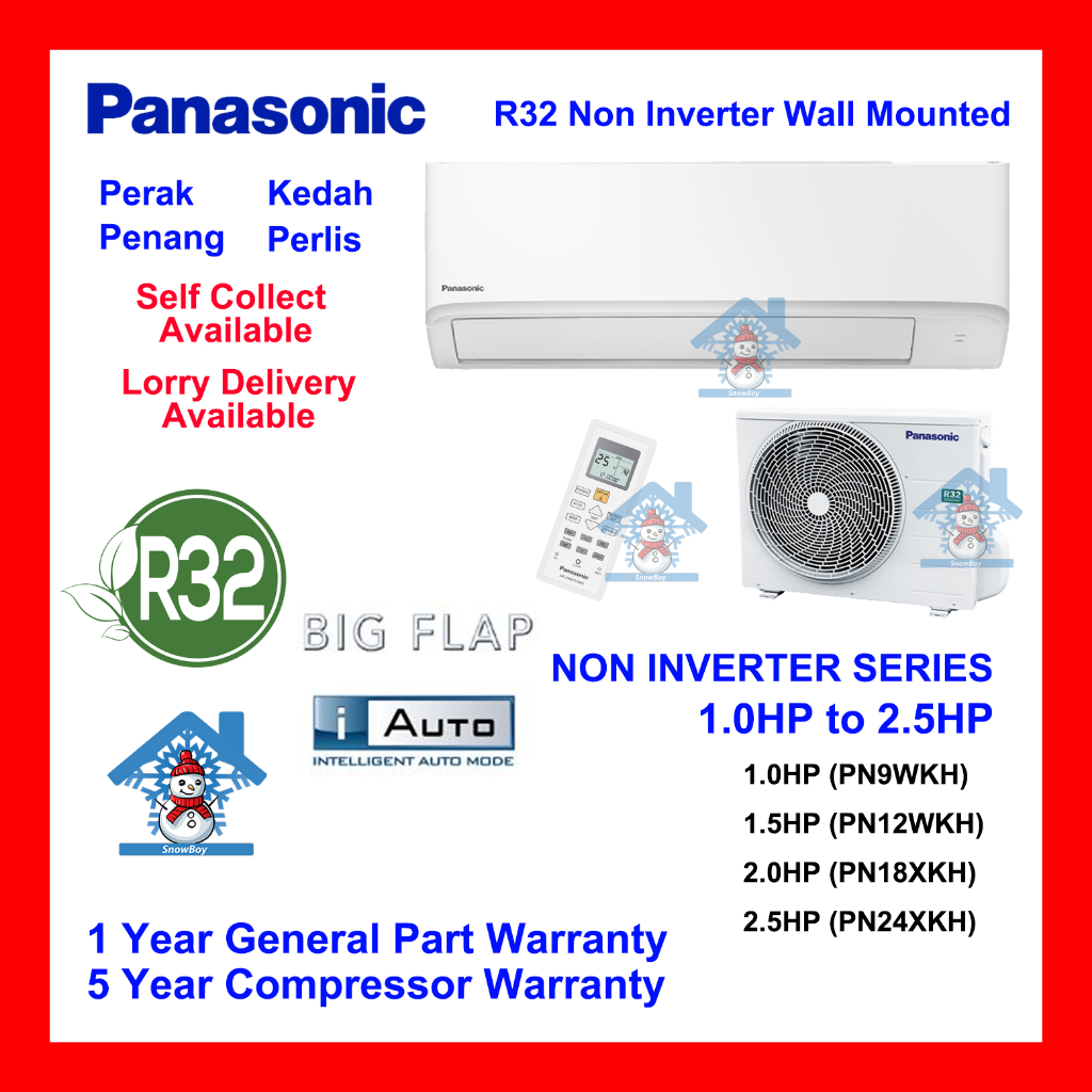 PANASONIC R32 Non Inverter Air-conditioner PN series AIRCOND 1.0HP 1 ...