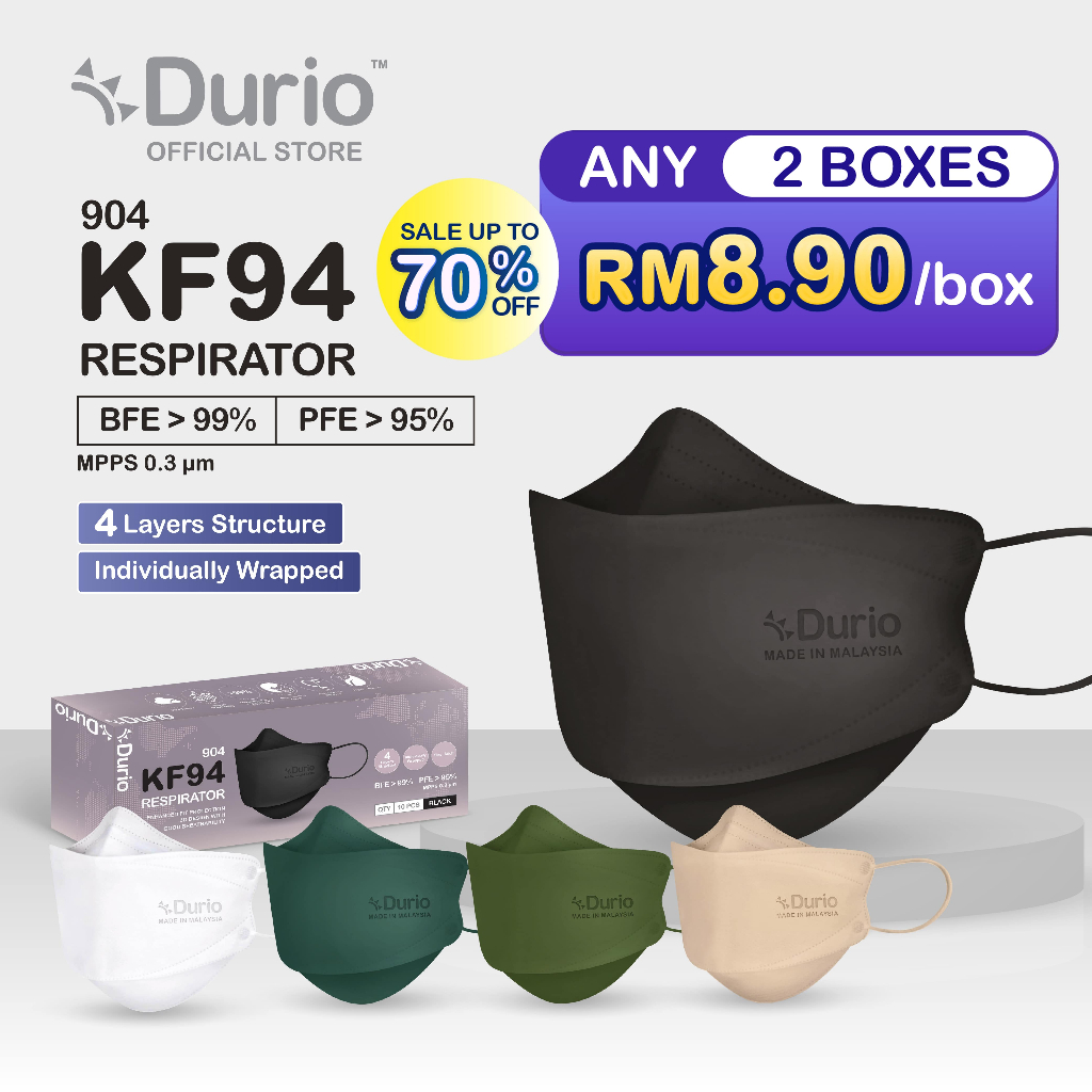 Durio 904 KF94 Respirator - White/Black/Sea Sand/Army Green/Emerald (10 ...