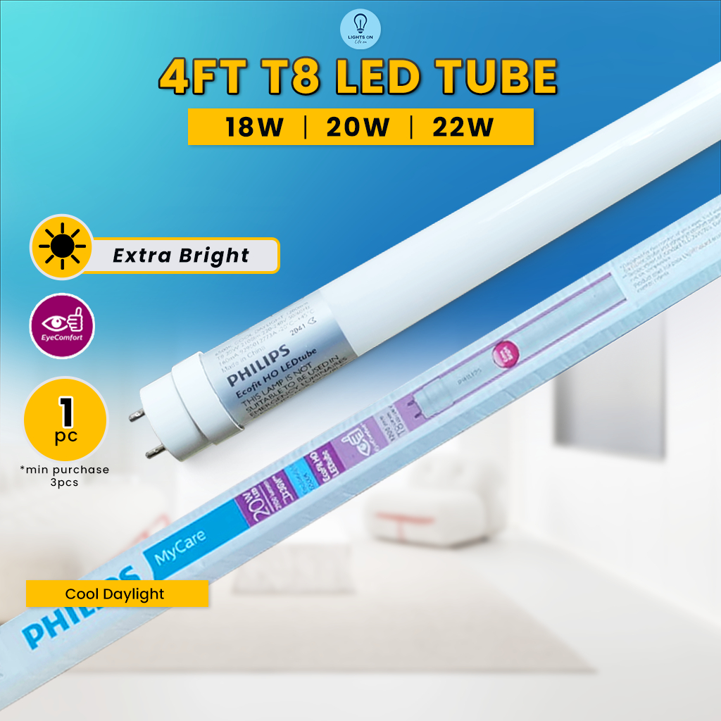 Philips 4ft 18w 20w 22w Ecofit T8 Glass Led Tube Lampu Panjang Lampu Led Lampu Kalimantang ...
