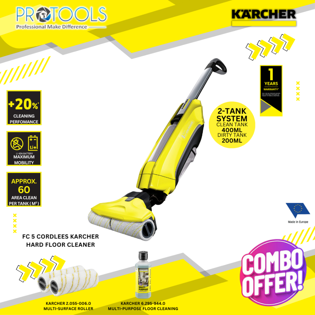 KARCHER FC5 CORDLESS HARD FLOOR CLEANER [ FC5CORDLESS ] 25.2V | 60m² ...