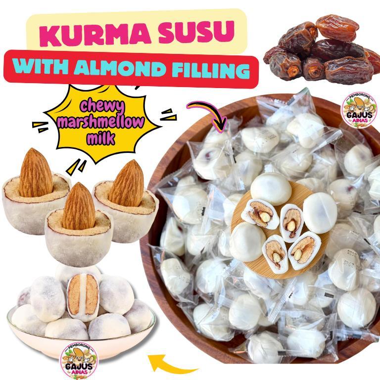 KURMA SUSU WITH ALMOND FILLING / KURMA MERAH BERSALUT CHEWY MARSHMALLOW ...