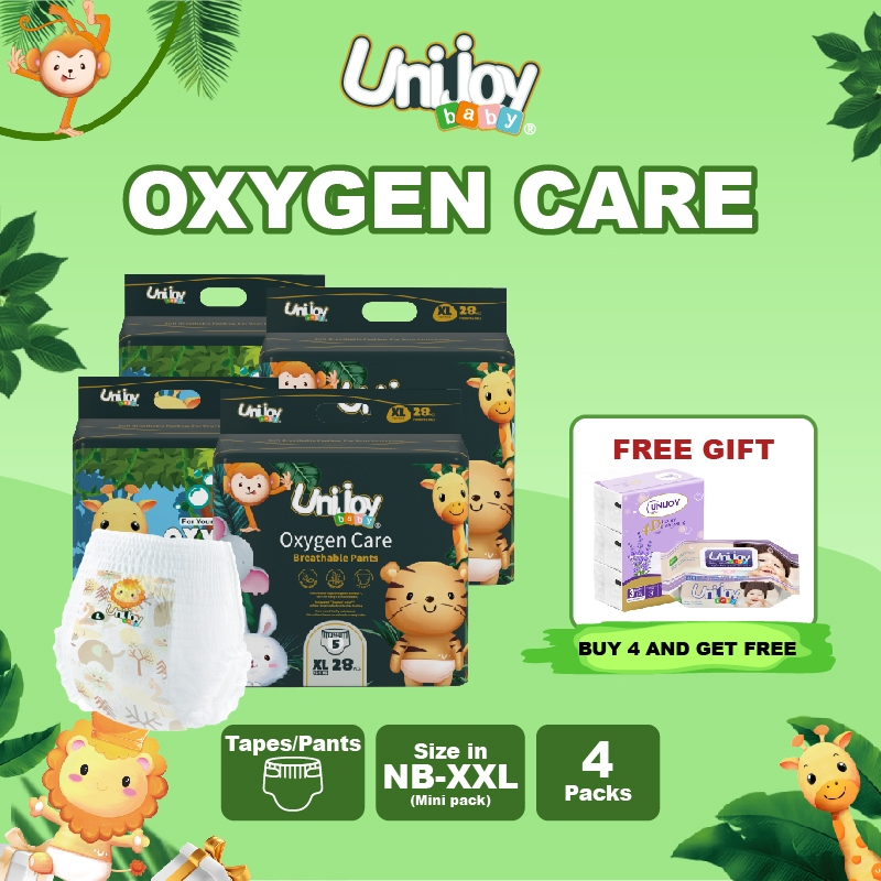 [4 Packs]Unijoy Baby Diapers Oxygen Care Newborn Bubble Waistline ...