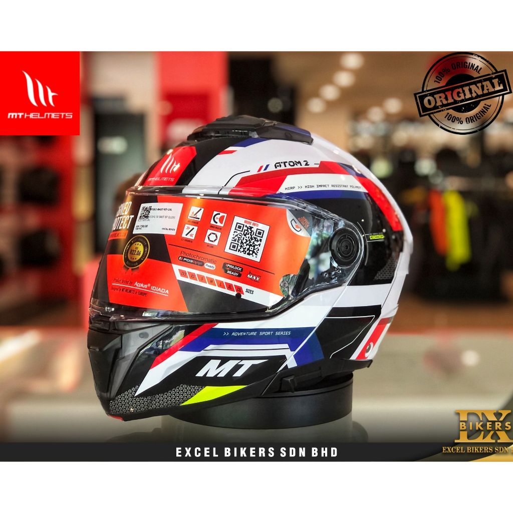 MT HELMET ATOM 2 SV BAST B7 GLOSS BLUE / MODULAR HELMET / MT MODULAR ...