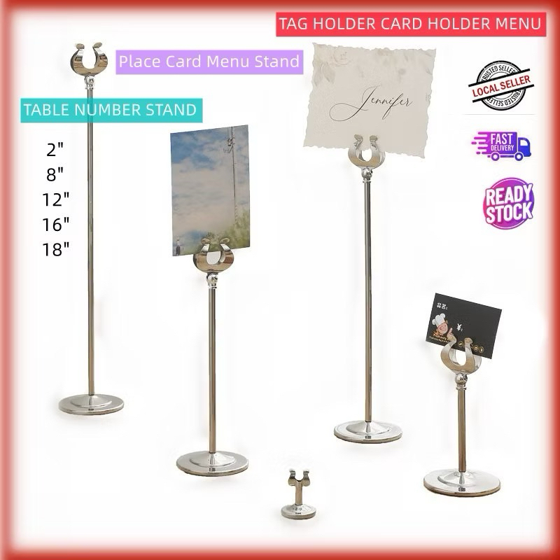 TABLE NUMBER STAND STAINLESS STEEL Place Card Menu Stand TAG HOLDER ...