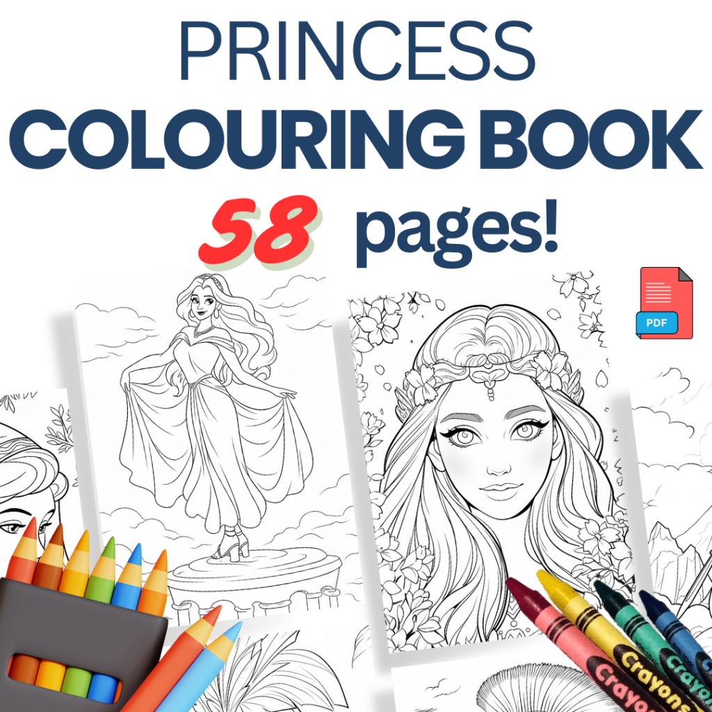 PDF | Princess Colouring Book For Kids | Coloring - 58 pages | Shopee ...