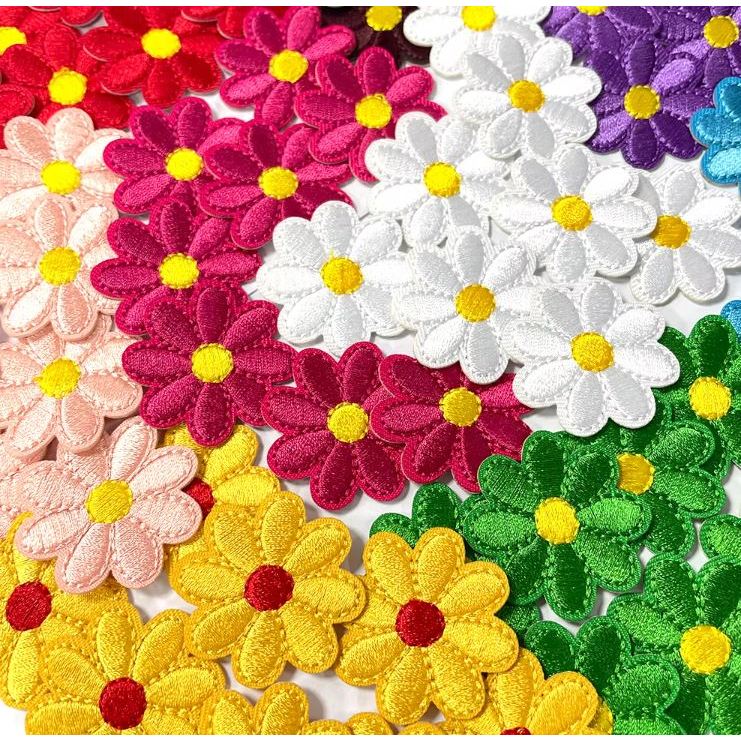 3.5cm Daisy Sunflower Flower Embroidery Patch Iron On Patches For ...