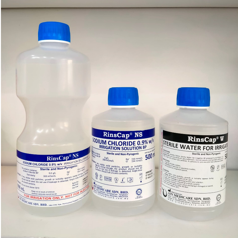RINSCAP NACL SOLUTION 500ML & 1000ML / RINSCAP STERILE WATER 500ML ...