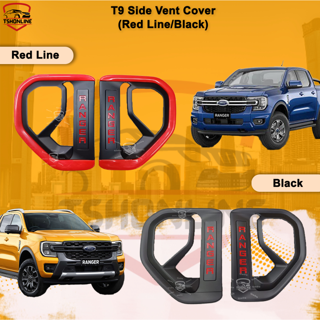 Ford Ranger T9 Side Vent Cover Red Line Black T9 Side Vent Cover ...