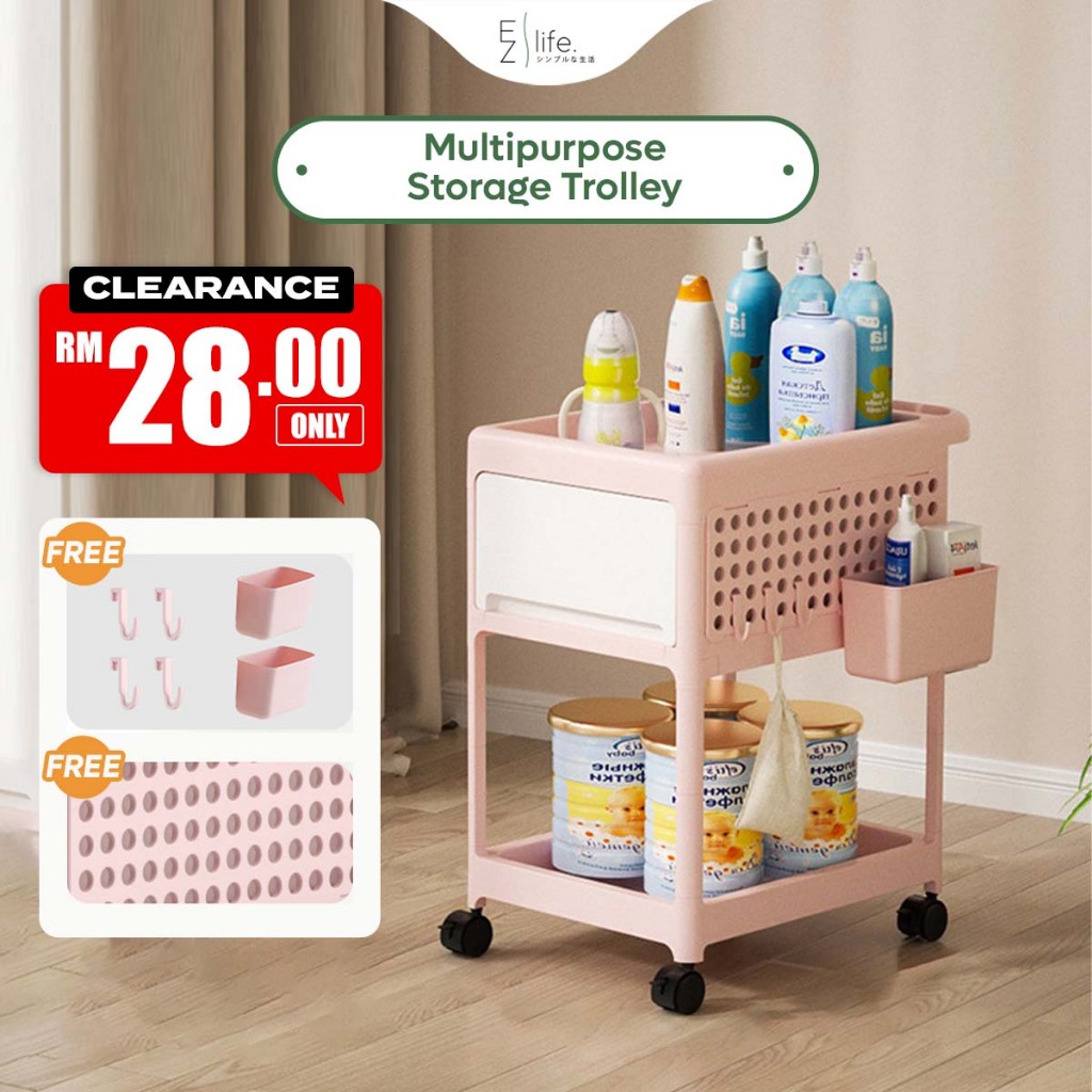 Troli Baby Rak Clearance 2 Layer Quality Baby Storage Rack Multipurpose ...