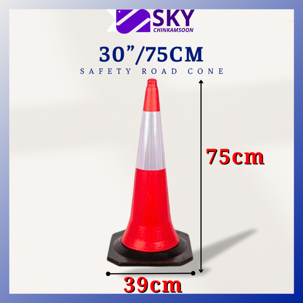 30”/75cm Safety Road Cone Traffic Cone PVC Reflective Sticker Heavy ...