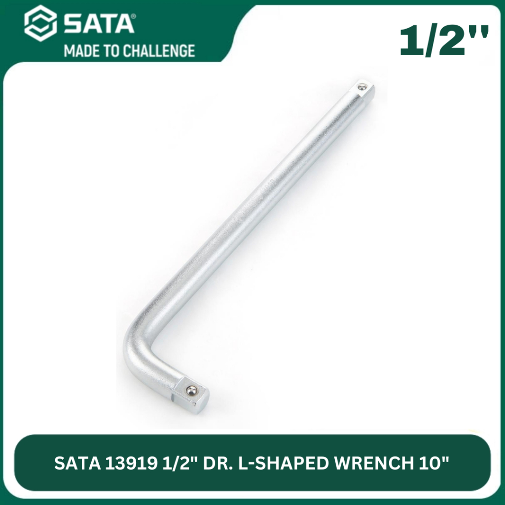 SATA 13919 1/2" DR. L-SHAPED WRENCH 10" 1/2” DRIVE OFFSET HANDLE L-BAR ...