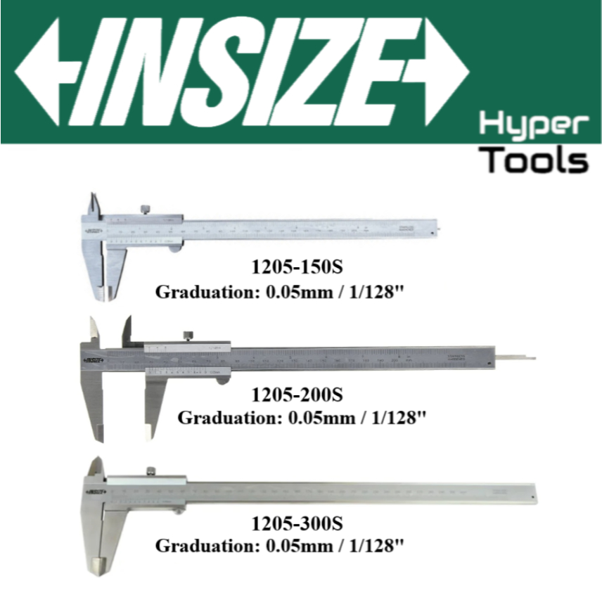 INSIZE Vernier Caliper (Graduation: 0.05mm/1/128") (Accuracy: ±0.05mm ...