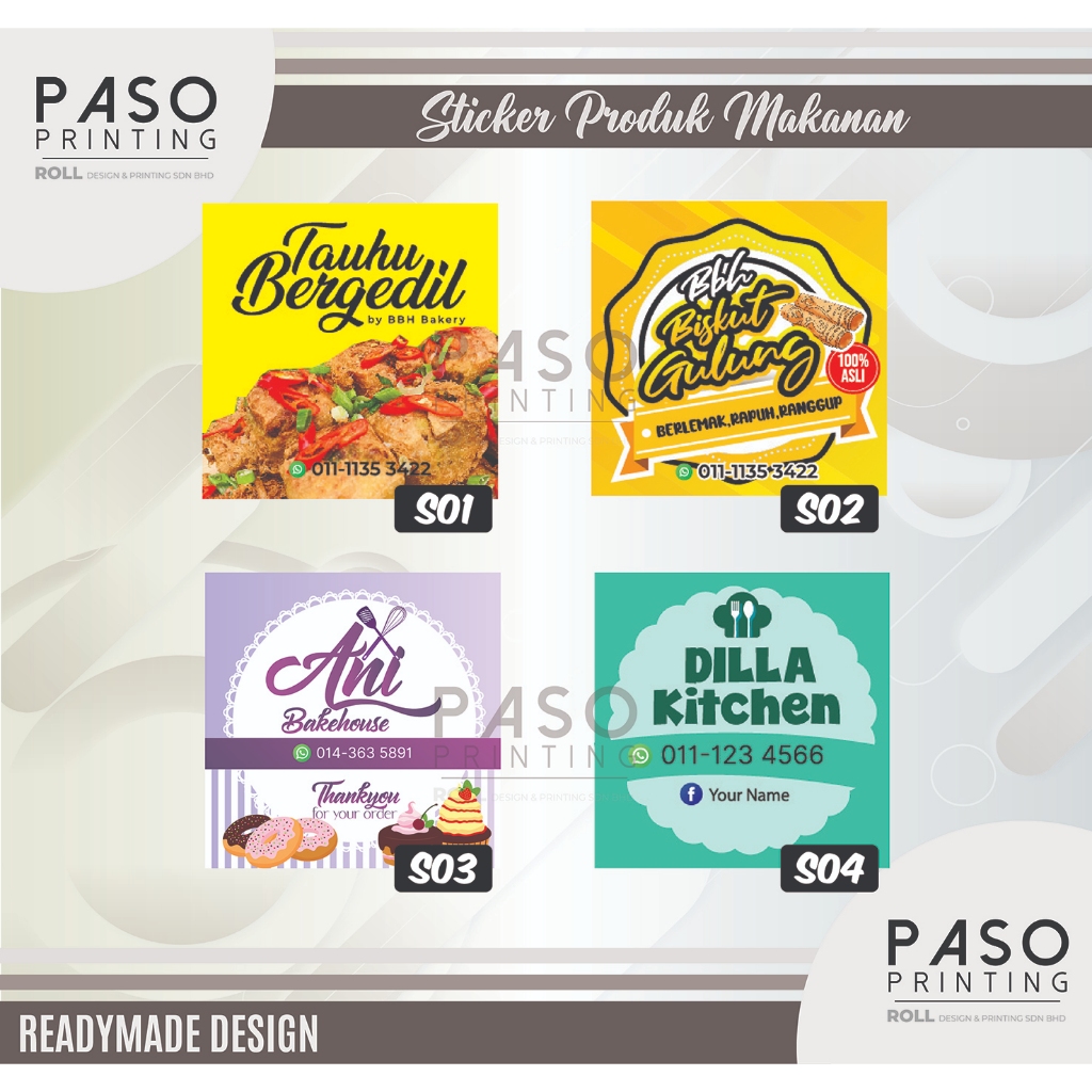 LABEL STICKER CUSTOMISED PRINTING (MOQ 100PCS PER DESIGN) | 3cm - 8cm ...