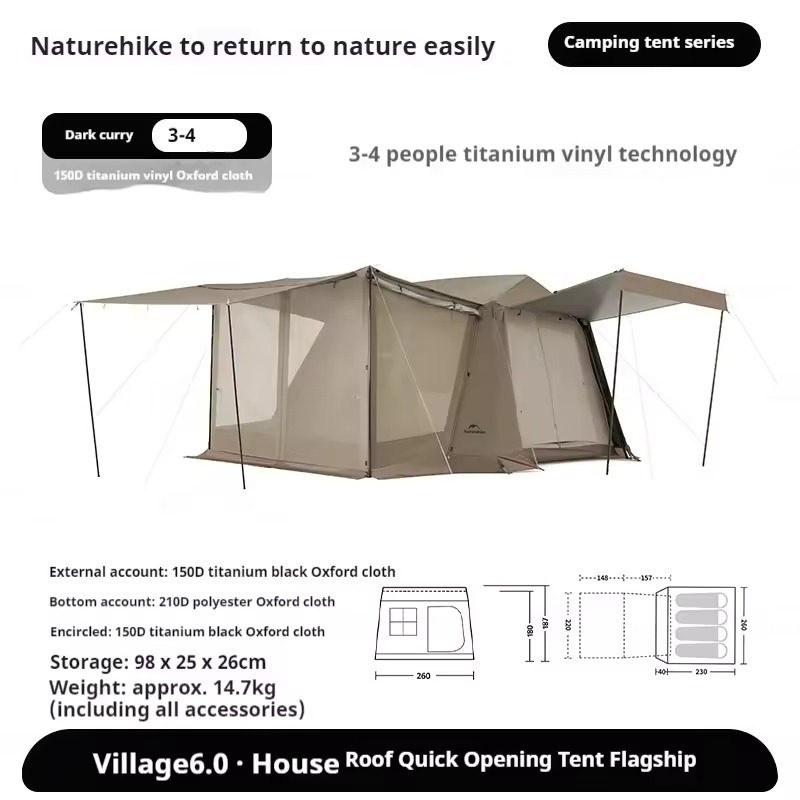 Naturehike Village 6 Flagship Automatic Tent Upgraded Quick Open Portable Outdoor Waterproof ...