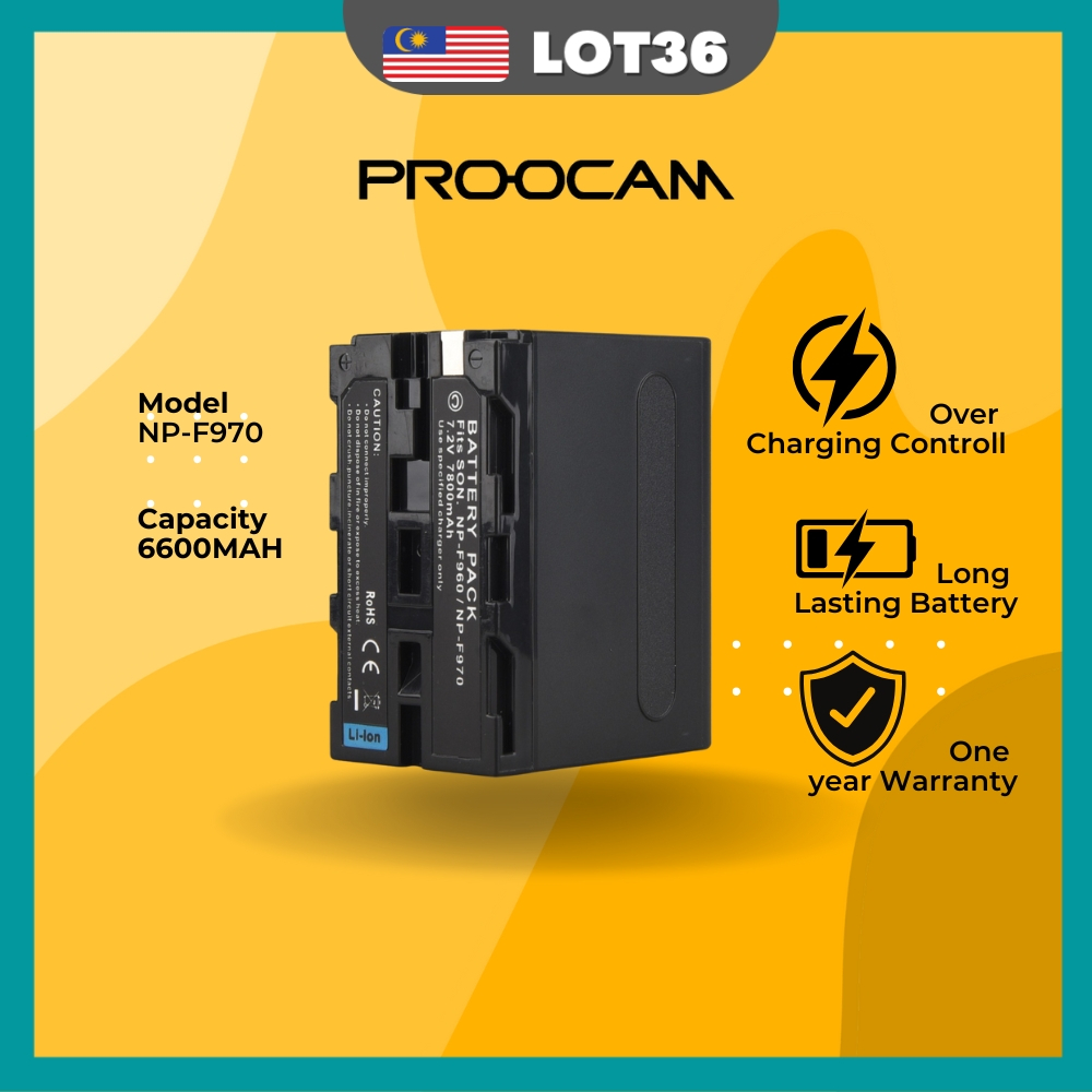 🔥READY STOCK🔥 Proocam Rechargeable Battery for LED NP-F970 F960 F970 Battery Studio Light LED ...