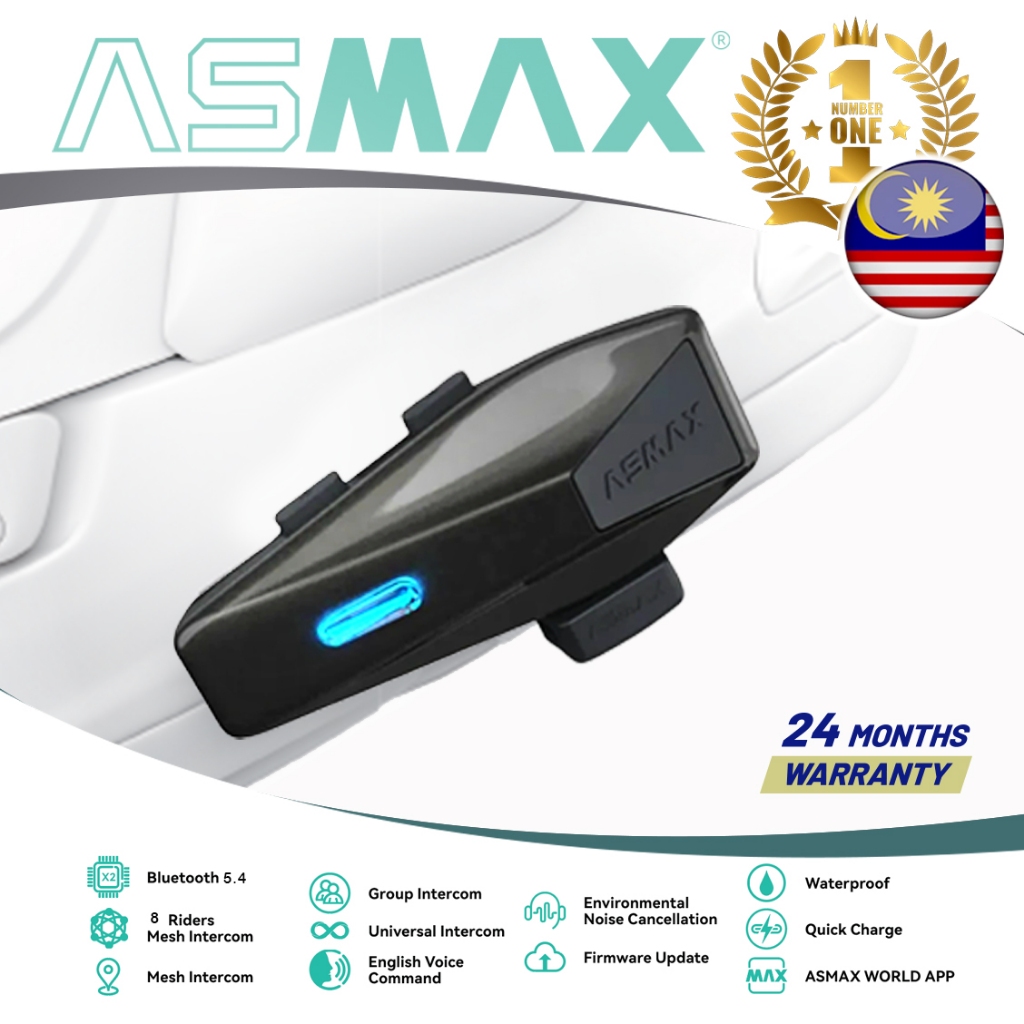 Interkom ASMAX S2 Motorcycle Helmet Mesh Intercom 8 Riders AI VOICE ...