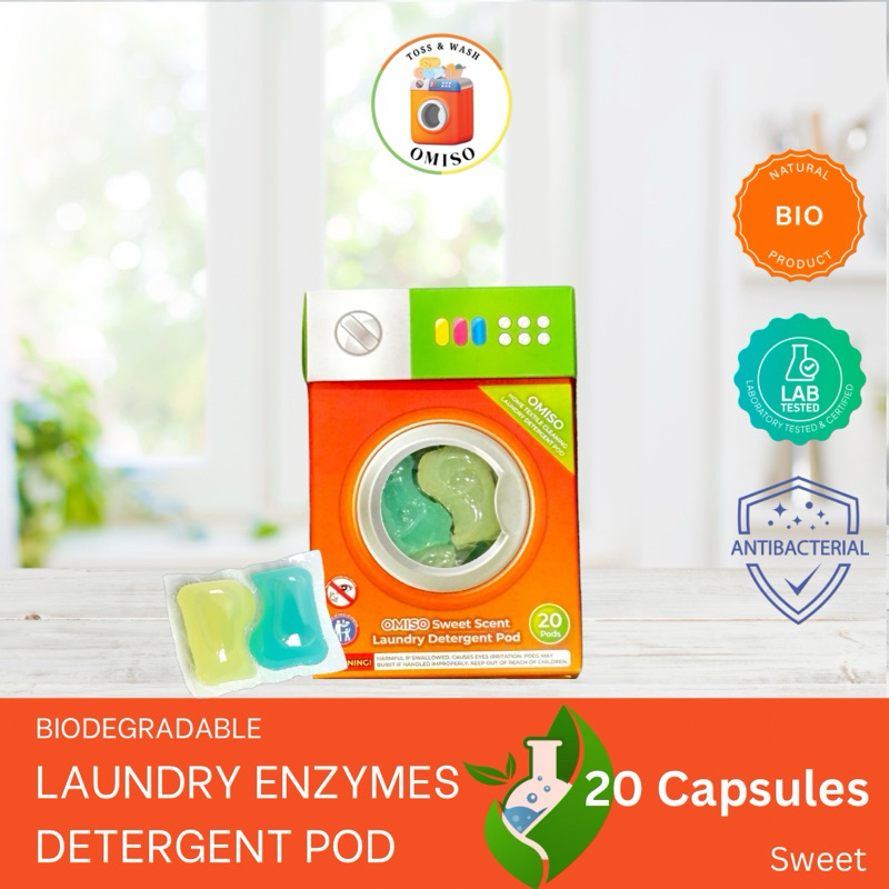 Omiso Family Enzymes Sweet Laundry Detergent 8IN1 Biodegradable Pod 20gX20pods Laundry Beads ...