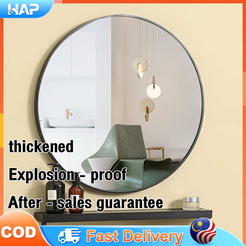 HAP-Bathroom Mirror Cermin Round Wall Mirror Vanity Mirror Cermin Bilik ...