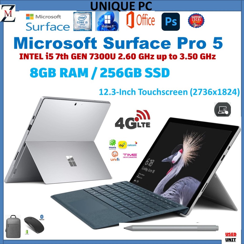 Microsoft Surface Pro 5 Tablet,12.3 inch (2736 x 1824), Intel Core i5 ...